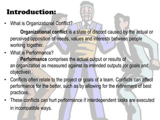Relation between performance & levels of Conflict | PPTX