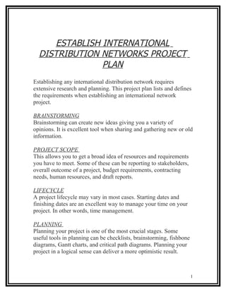 Establish International Distribution Networks Project Plan | PDF