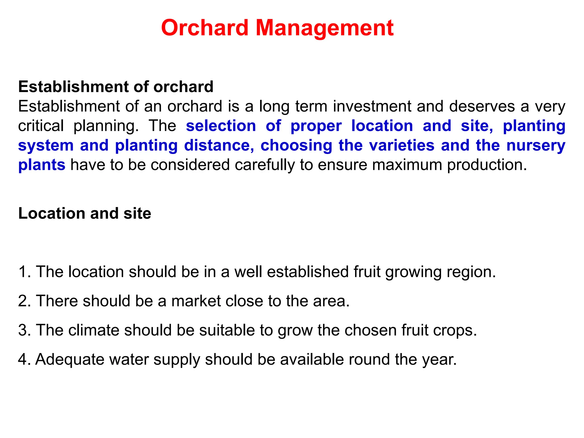 Establishment of a new mango orchard, high yielding varieties and ...