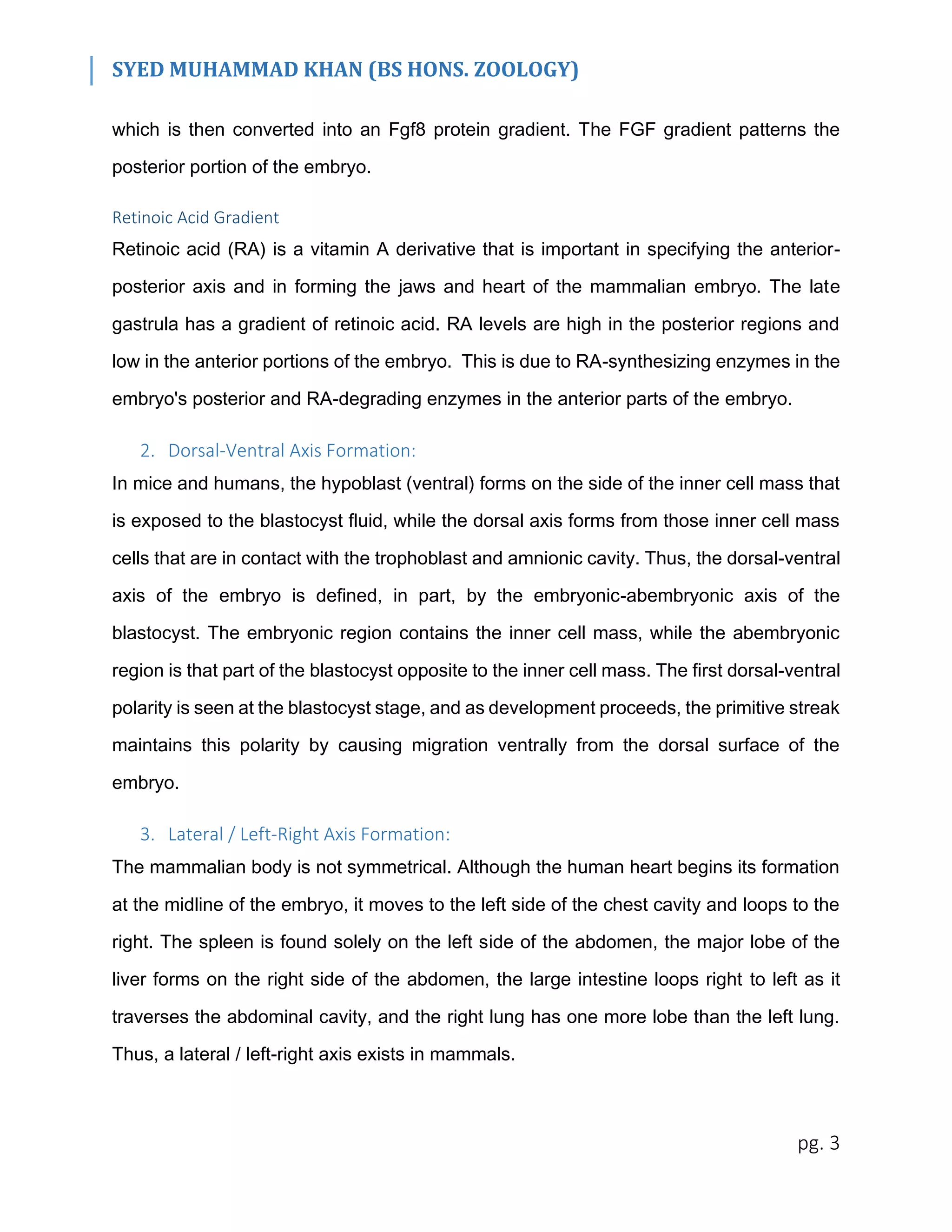 Establishment of Body Axis in Humans | PDF