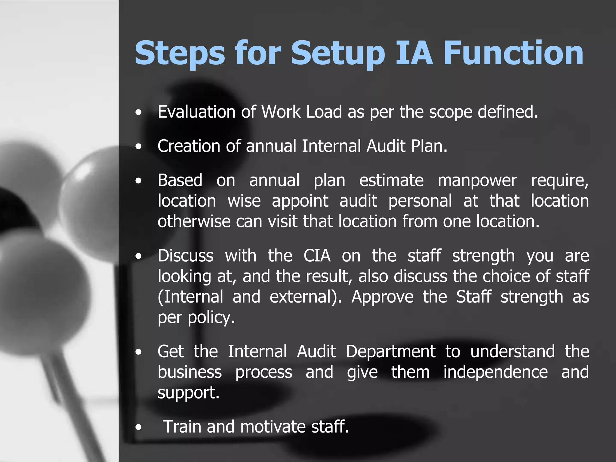 Steps for setting up Internal Audit Function / Department in Small ...
