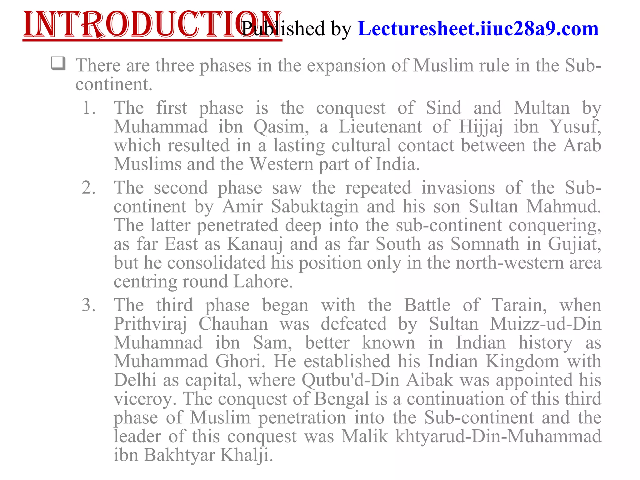 Establishment of muslim rule in bengal | PPT
