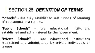 Establishment of Schools | PPTX