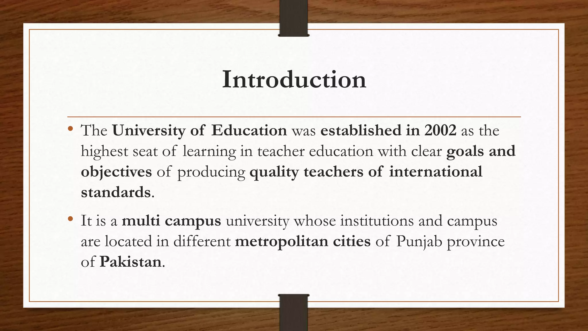 Establishment of university of education(2002) | PPT