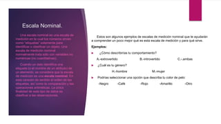 Estadística. Escalas de Medición. | PPTX