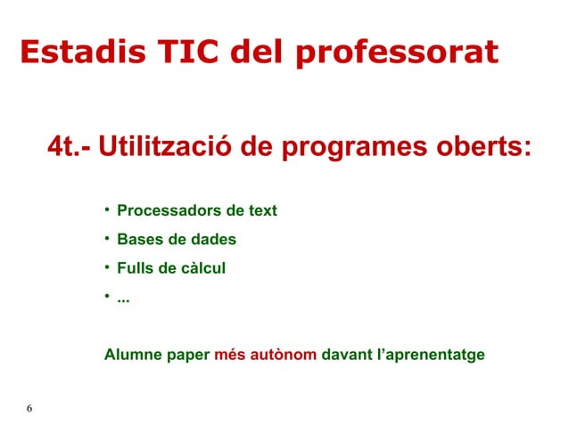 Estadis tic del professorat (estudi atles de la diversitat) | PPT