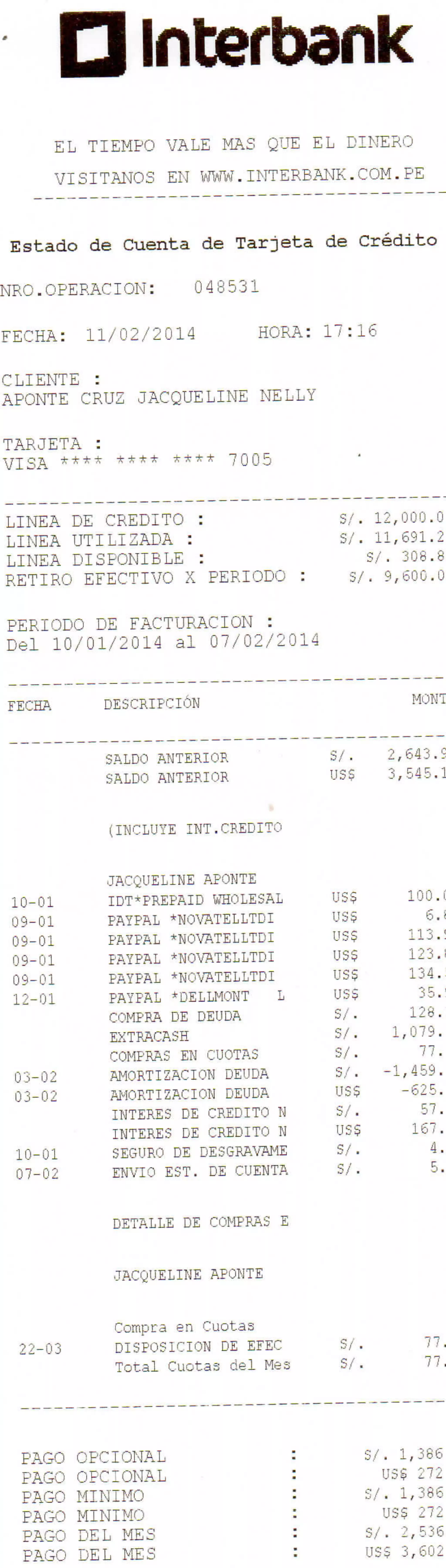Estado de cuenta interbank - marzo 2013 | PDF