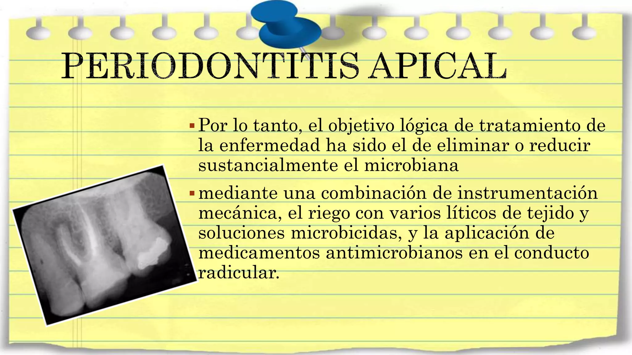 Estado microbiano del sistema de conductos radiculares apicales de ...