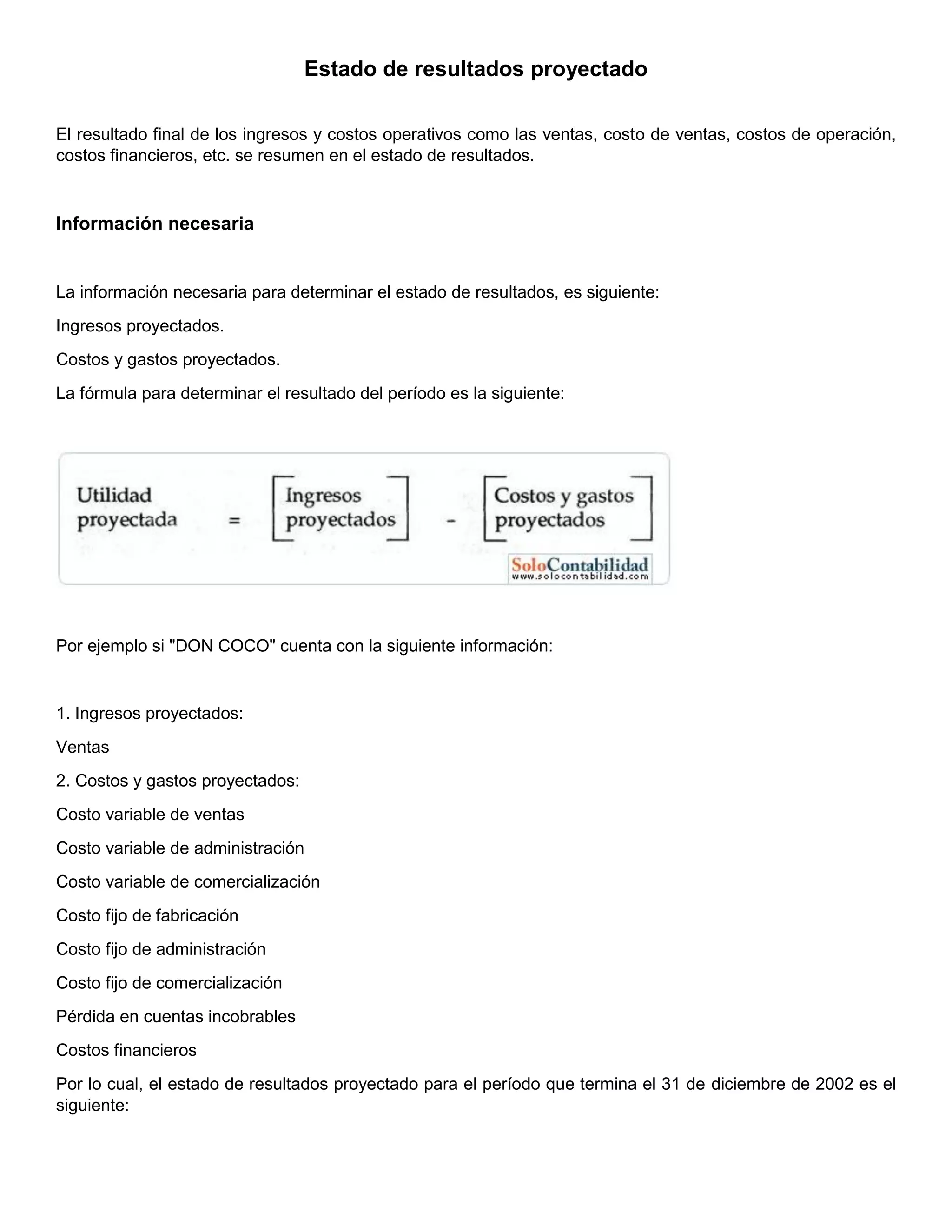 Estados Financieros Proyectados Pdf