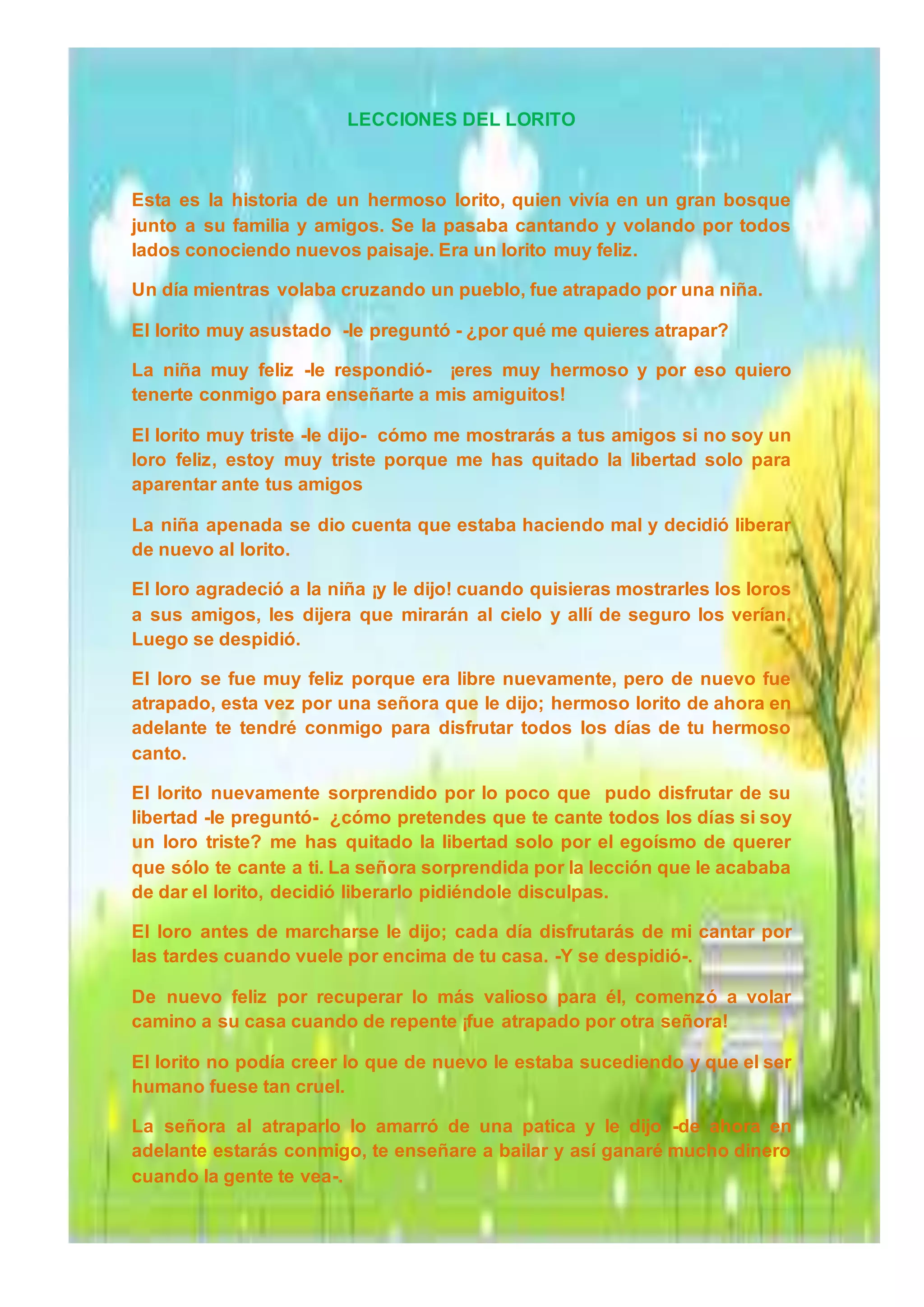 Esta es la historia de un hermoso lorito | DOCX