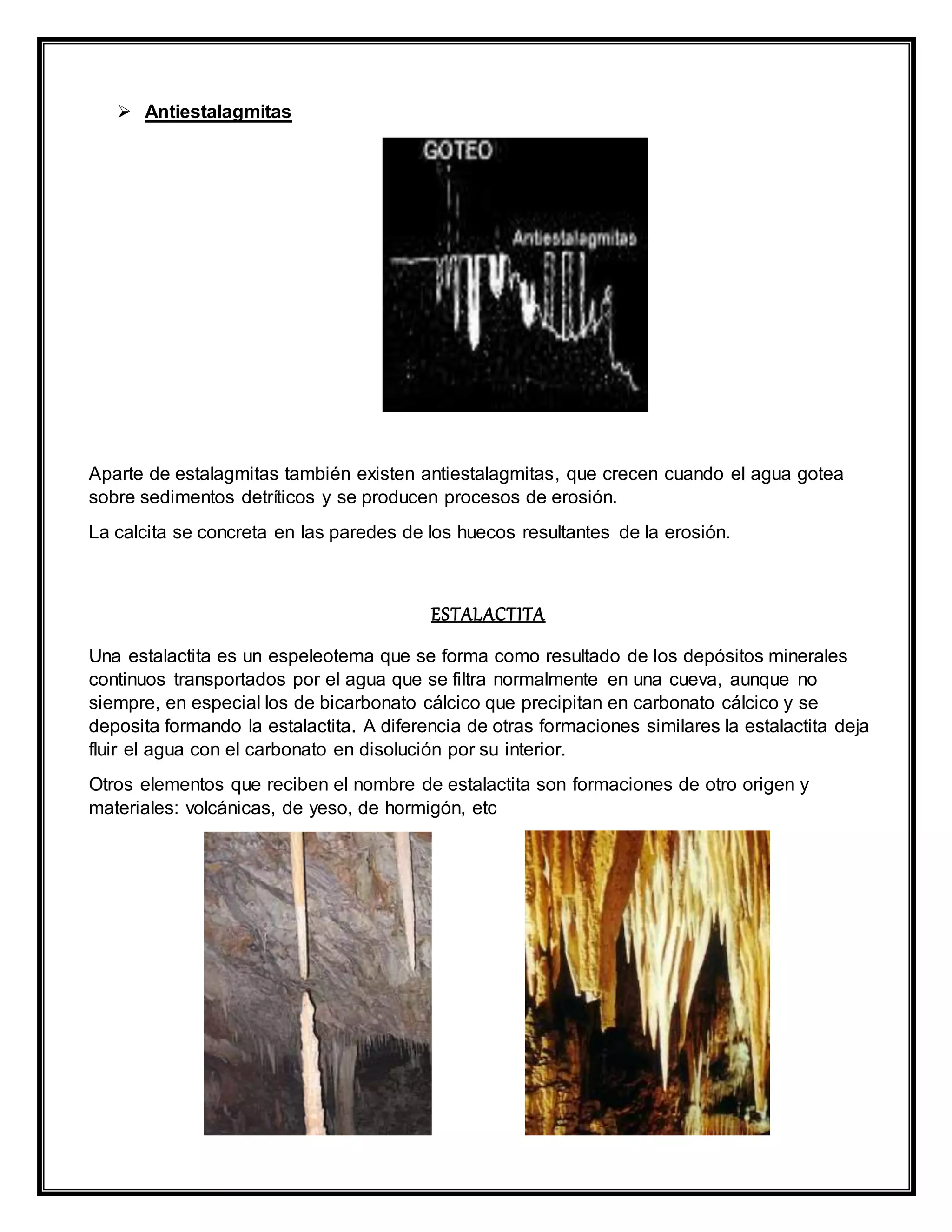 Estalactitas y estalagmitas. | DOCX