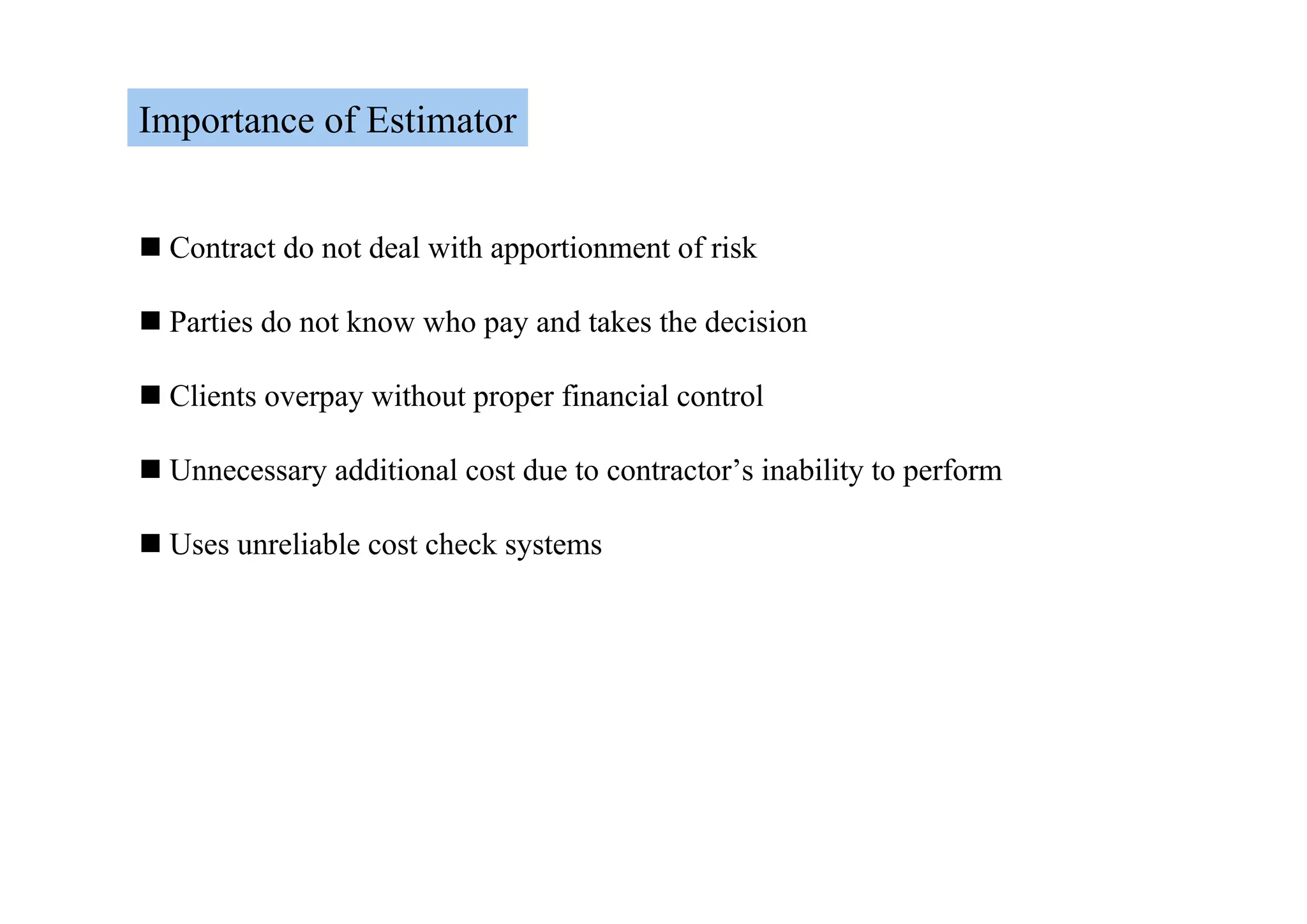 Estamating seminar chapter 1 (QS) | PPT