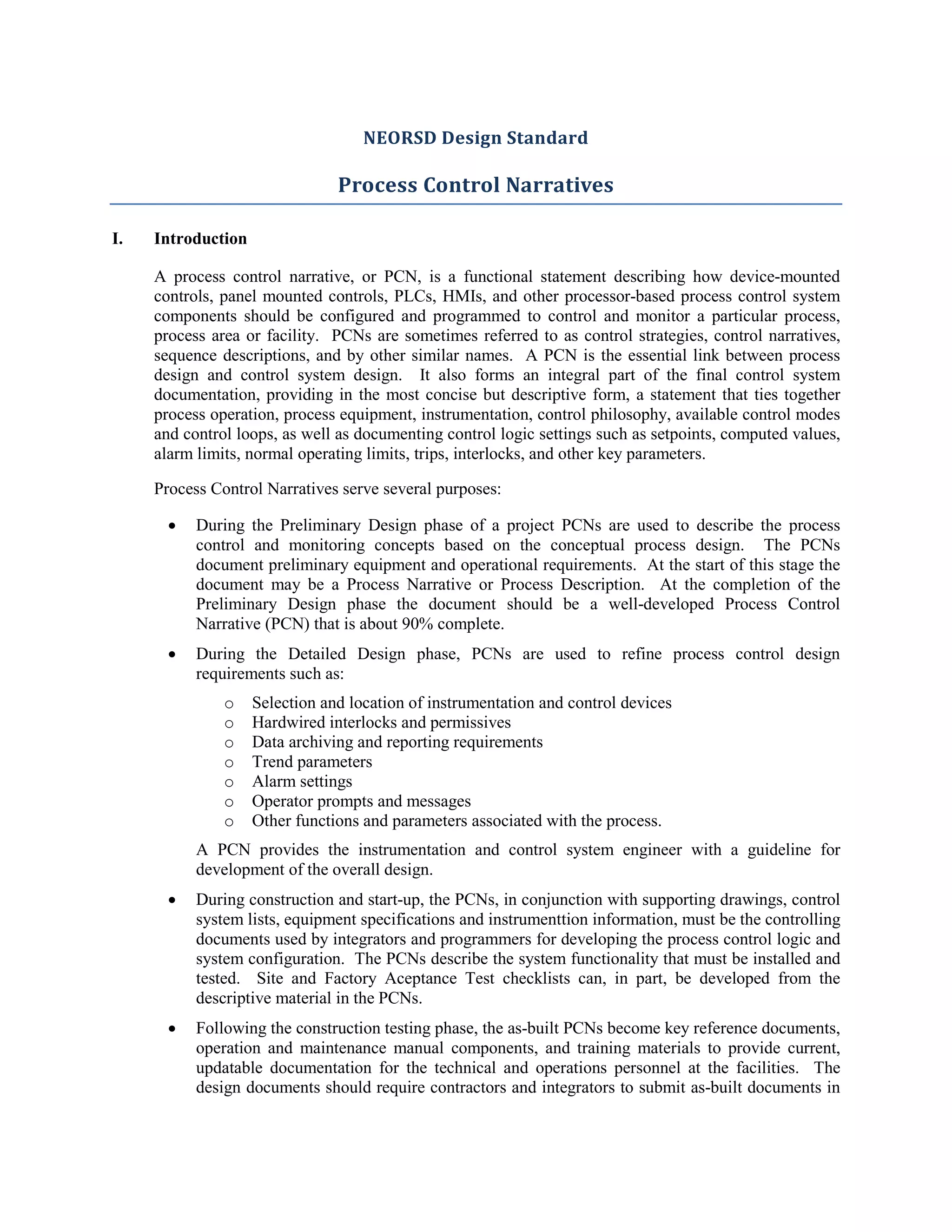 Estandar control narrative | PDF