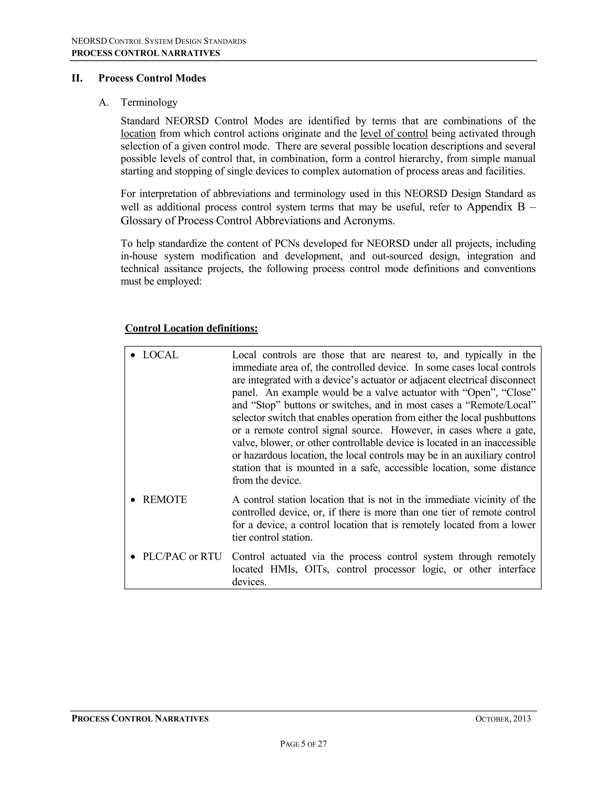 Estandar control narrative | PDF
