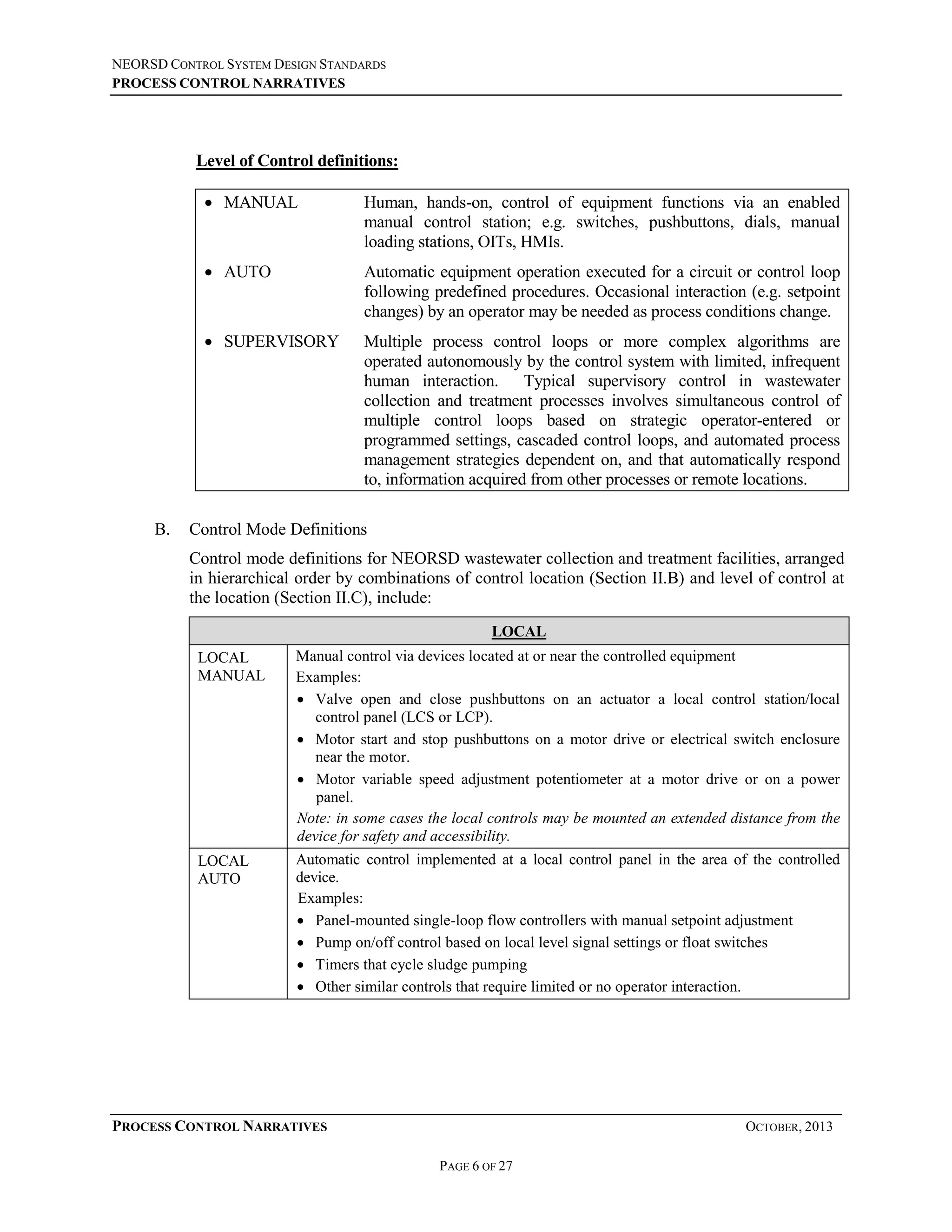 Estandar control narrative | PDF
