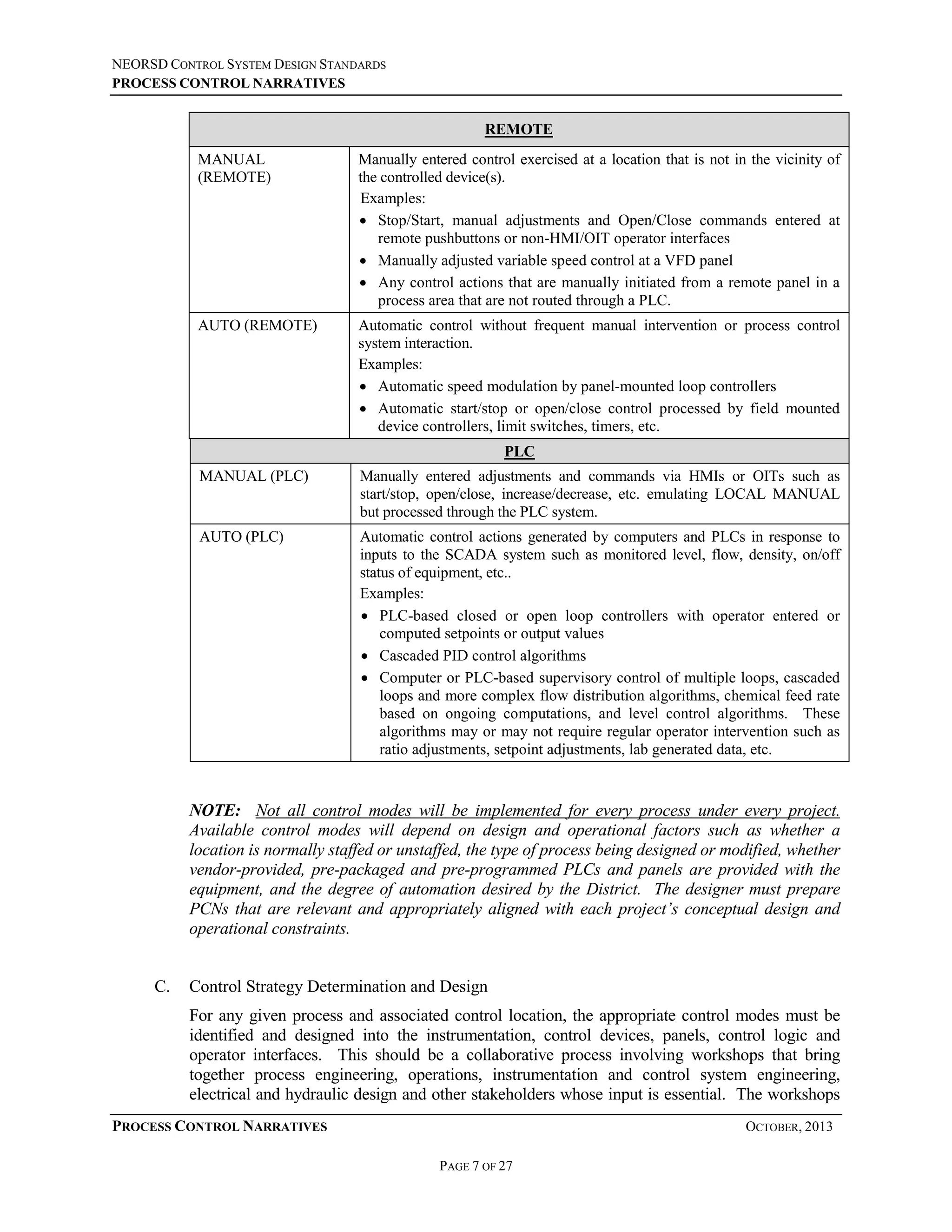 Estandar control narrative | PDF