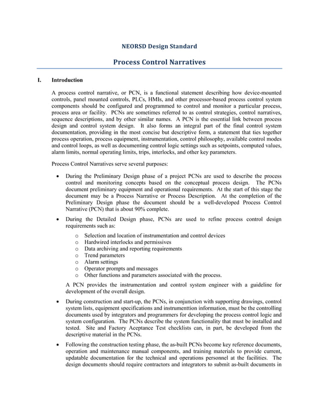 Estandar control narrative | PDF