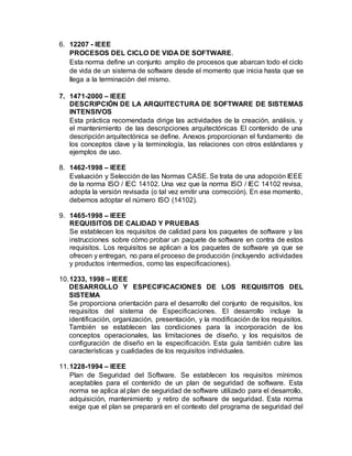 25 Estandares - IEEE Calidad de Software | DOCX