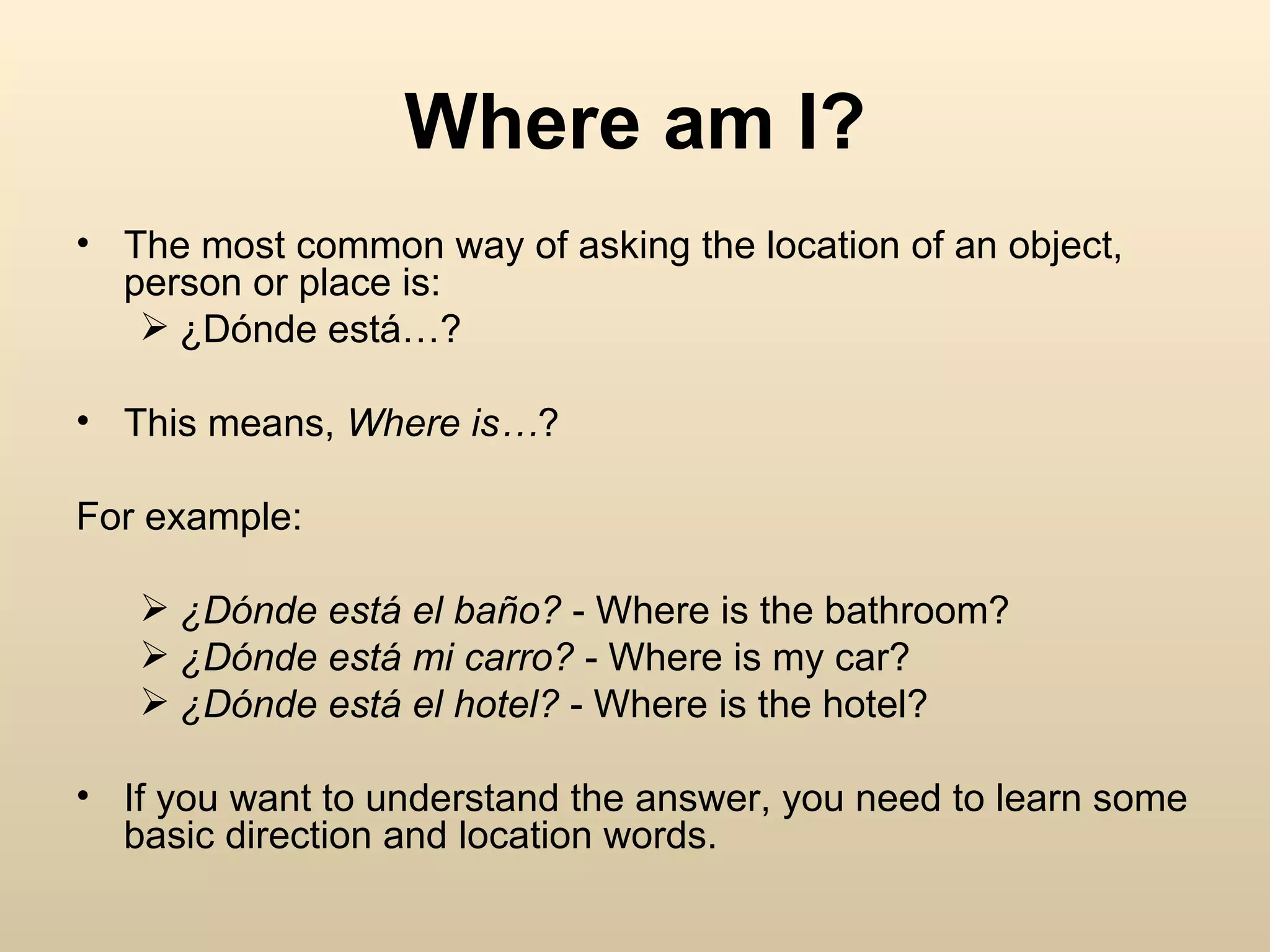 Estar and location words | PPT