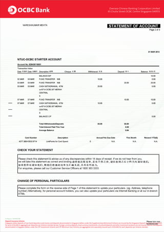 Estatement 20140331 629435116001_sgd | PDF | Credit Cards | Personal Debt