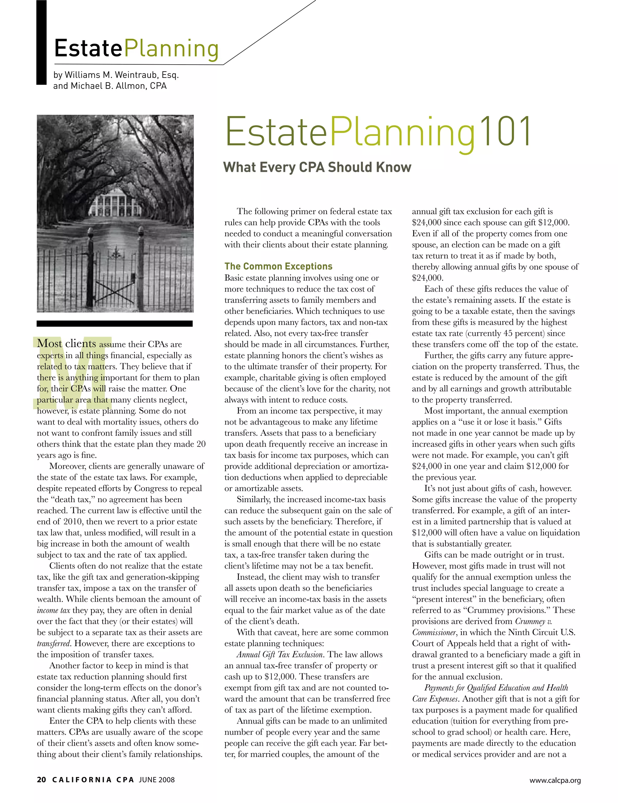 Estate Planning 101: What Every CPA Should Know | PDF