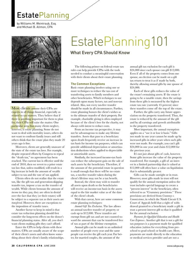 Estate Planning 101: What Every CPA Should Know | PDF