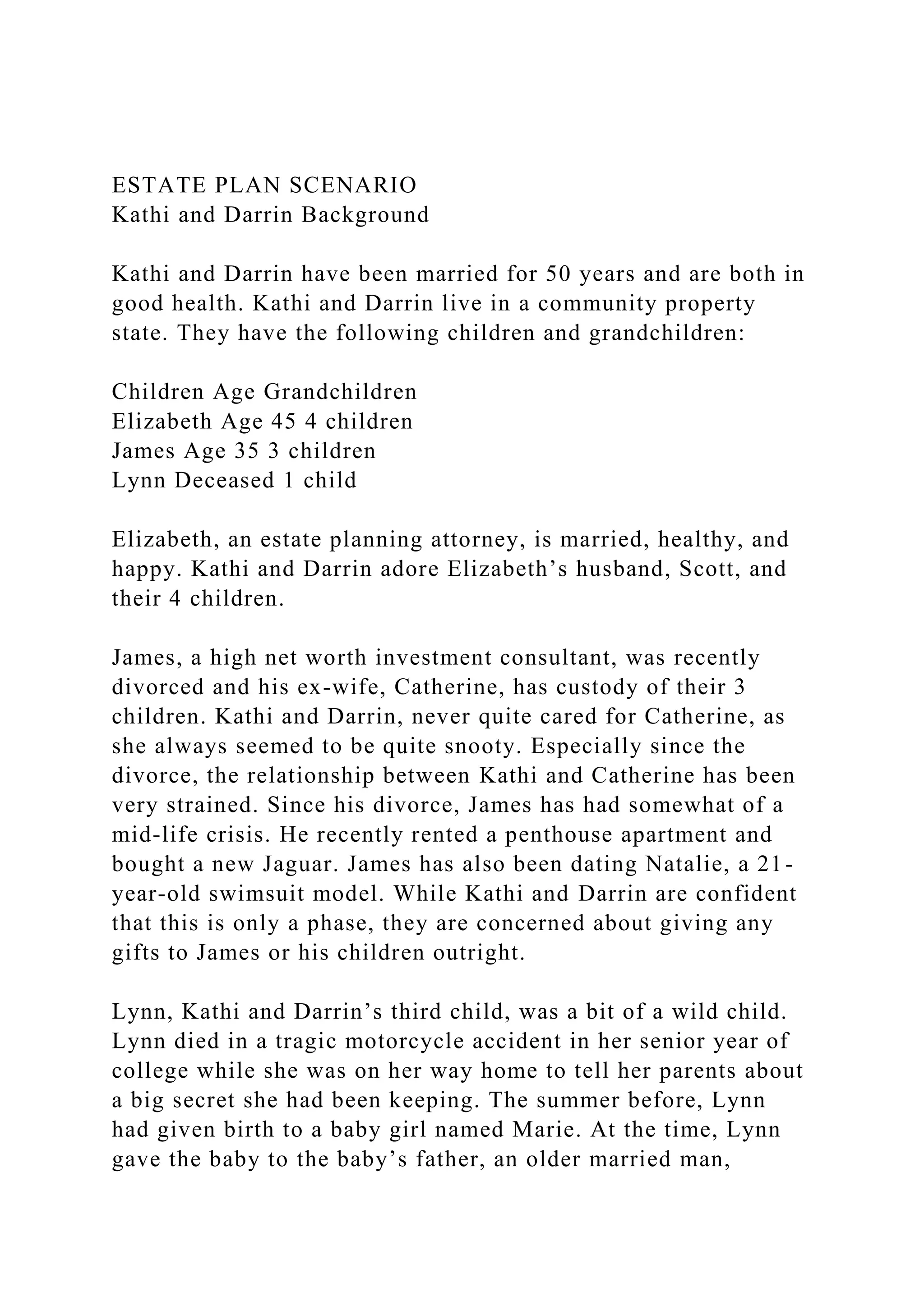ESTATE PLAN SCENARIOKathi and Darrin BackgroundKathi and Dar.docx