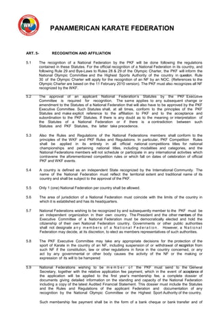 PANAMERICAN KARATE FEDERATION- STATUTES | PDF