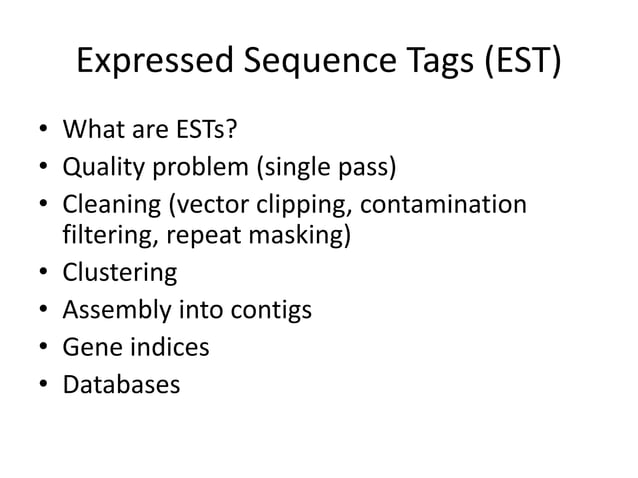 EST Clustering.ppt | Biological Sciences | Science