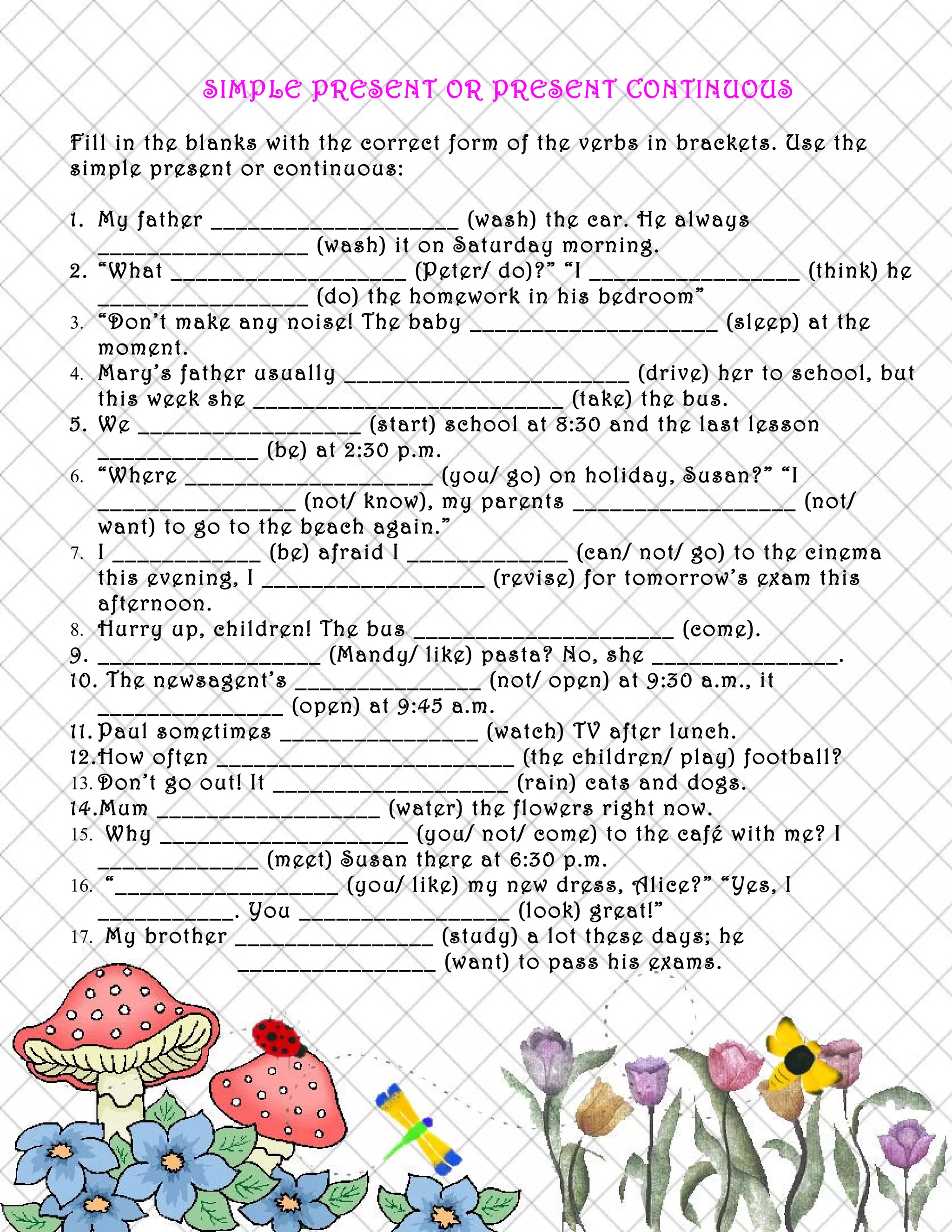 Review simple present and present continuous | DOC