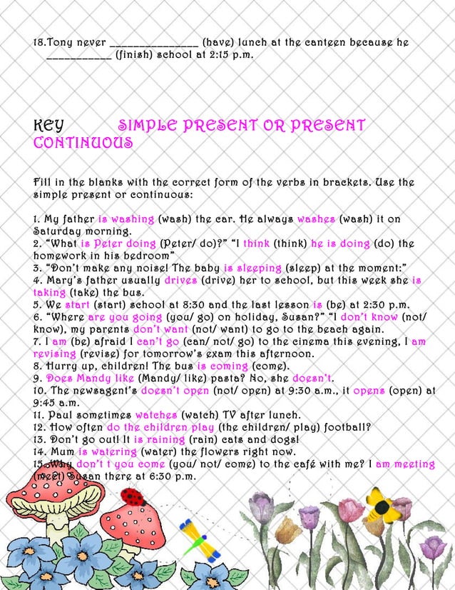 Review simple present and present continuous | DOC