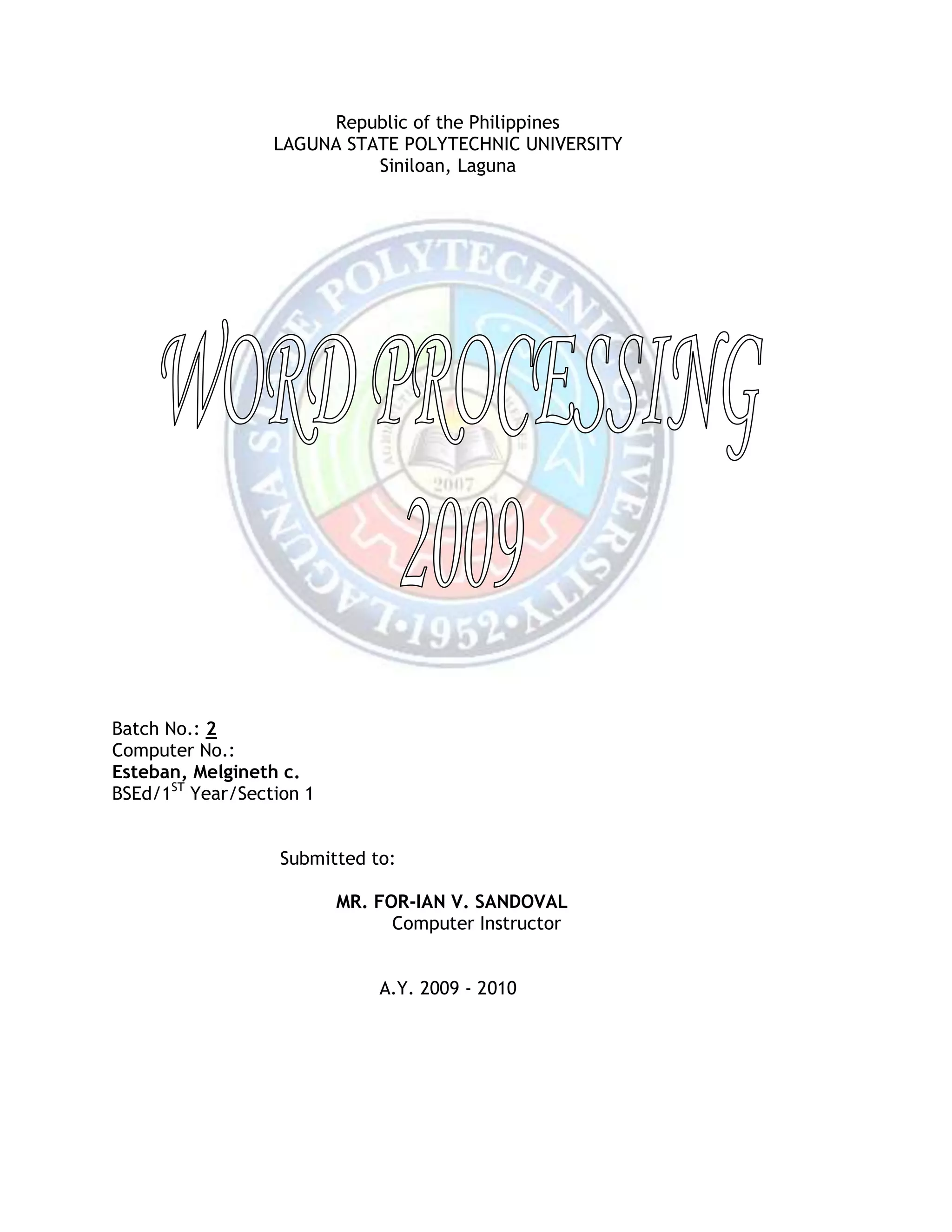 Esteban Title Word Processing | DOCX