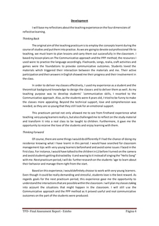 Estebo tpd- final assessment report kindergarten period | PDF