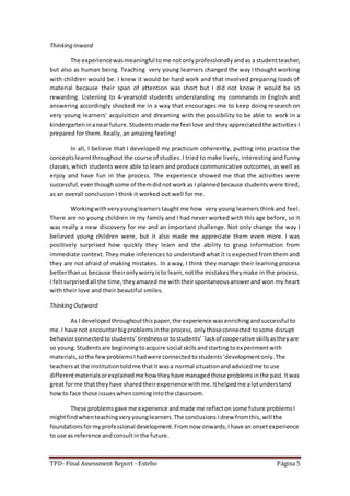 Estebo tpd- final assessment report kindergarten period | PDF