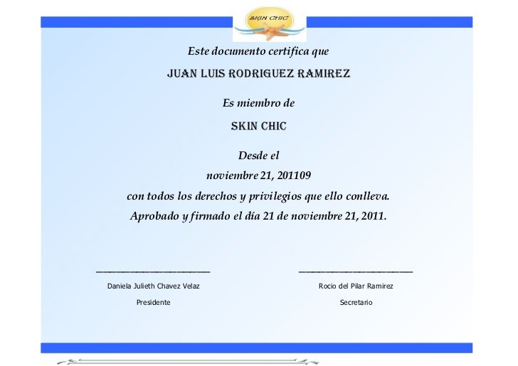 Este documento certifica que