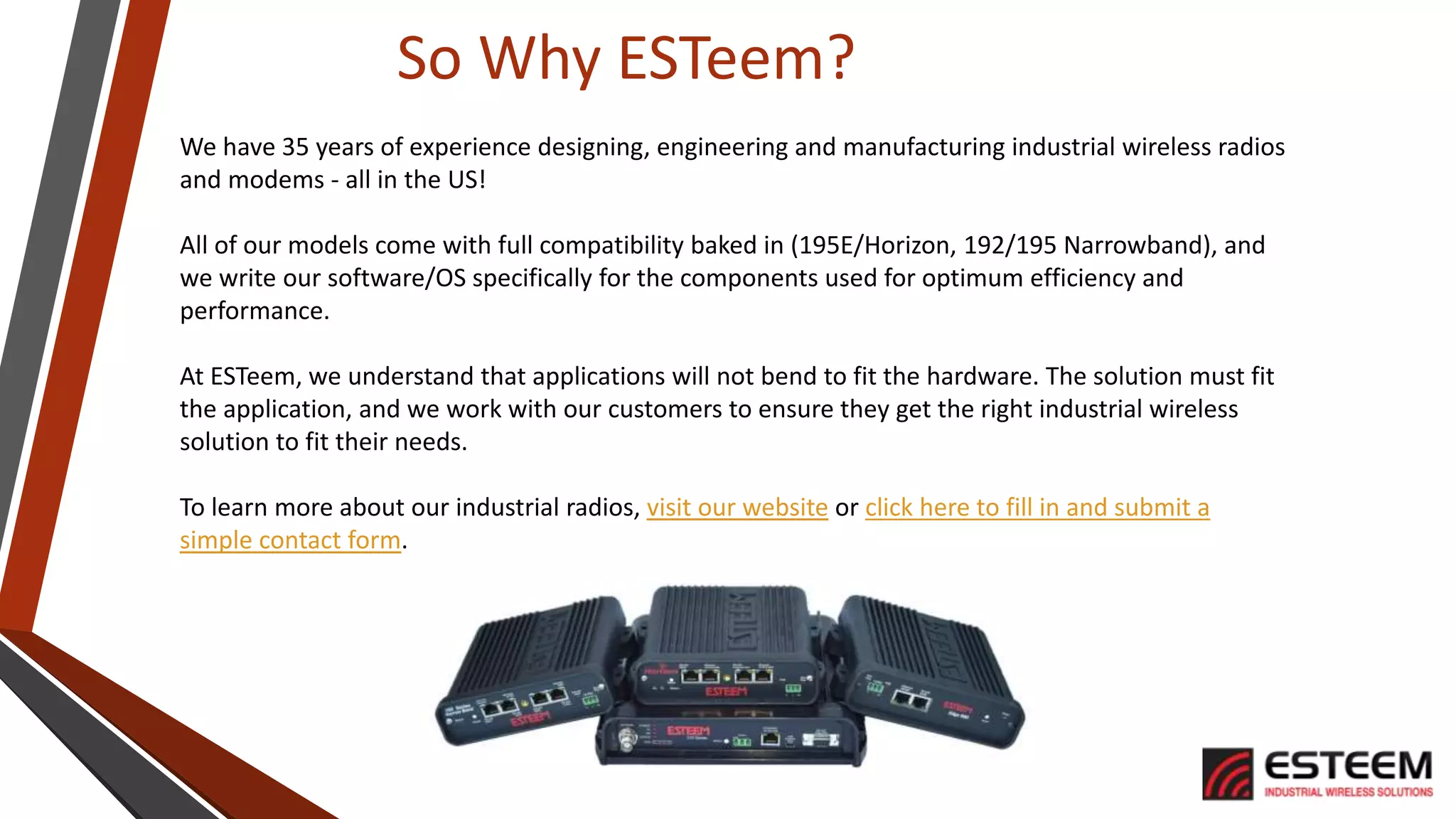 ESTeem Industrial Wireless Radio Product Overview | PDF