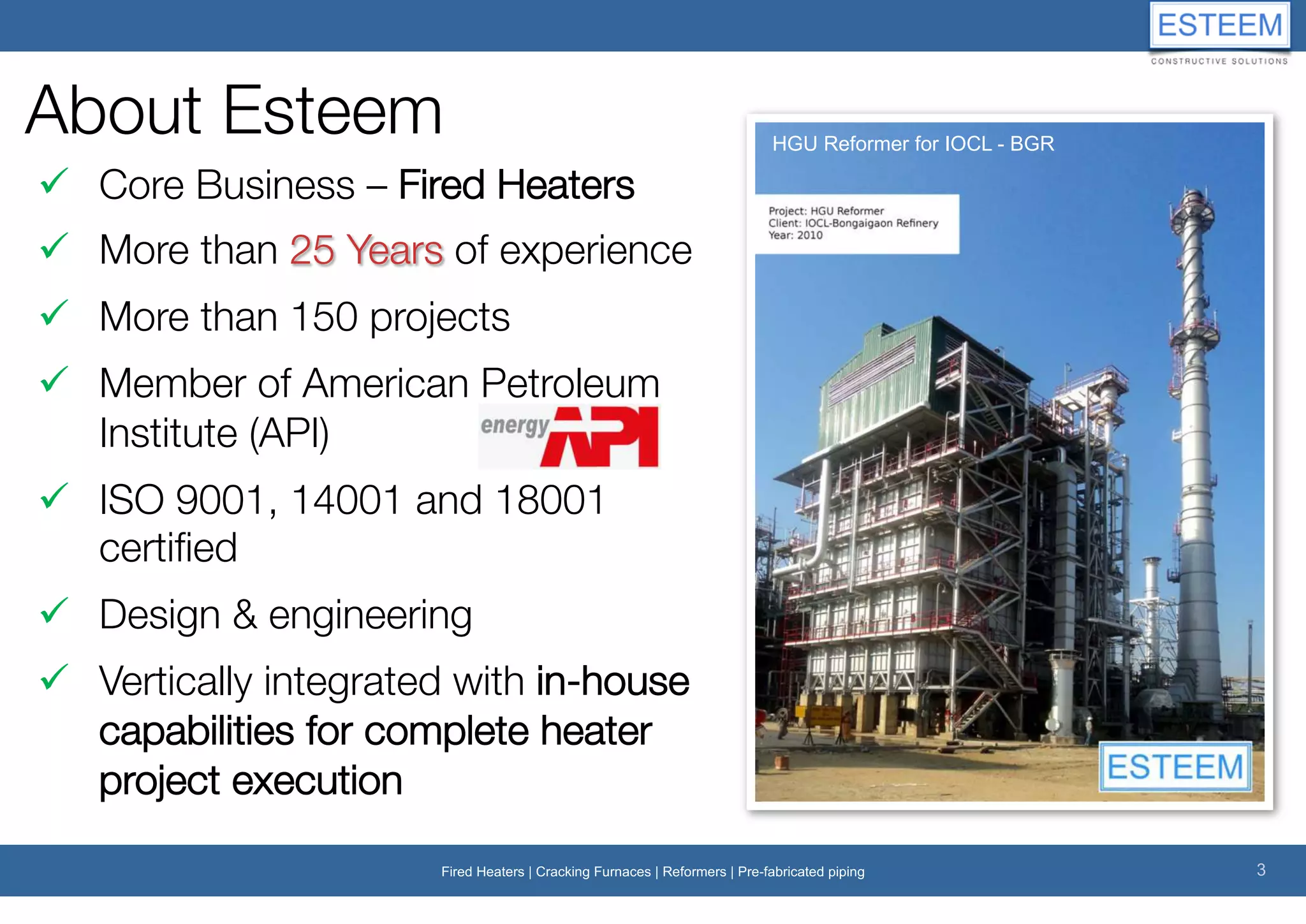 Esteem Projects Pvt Ltd - The Fired Heater Company | PDF