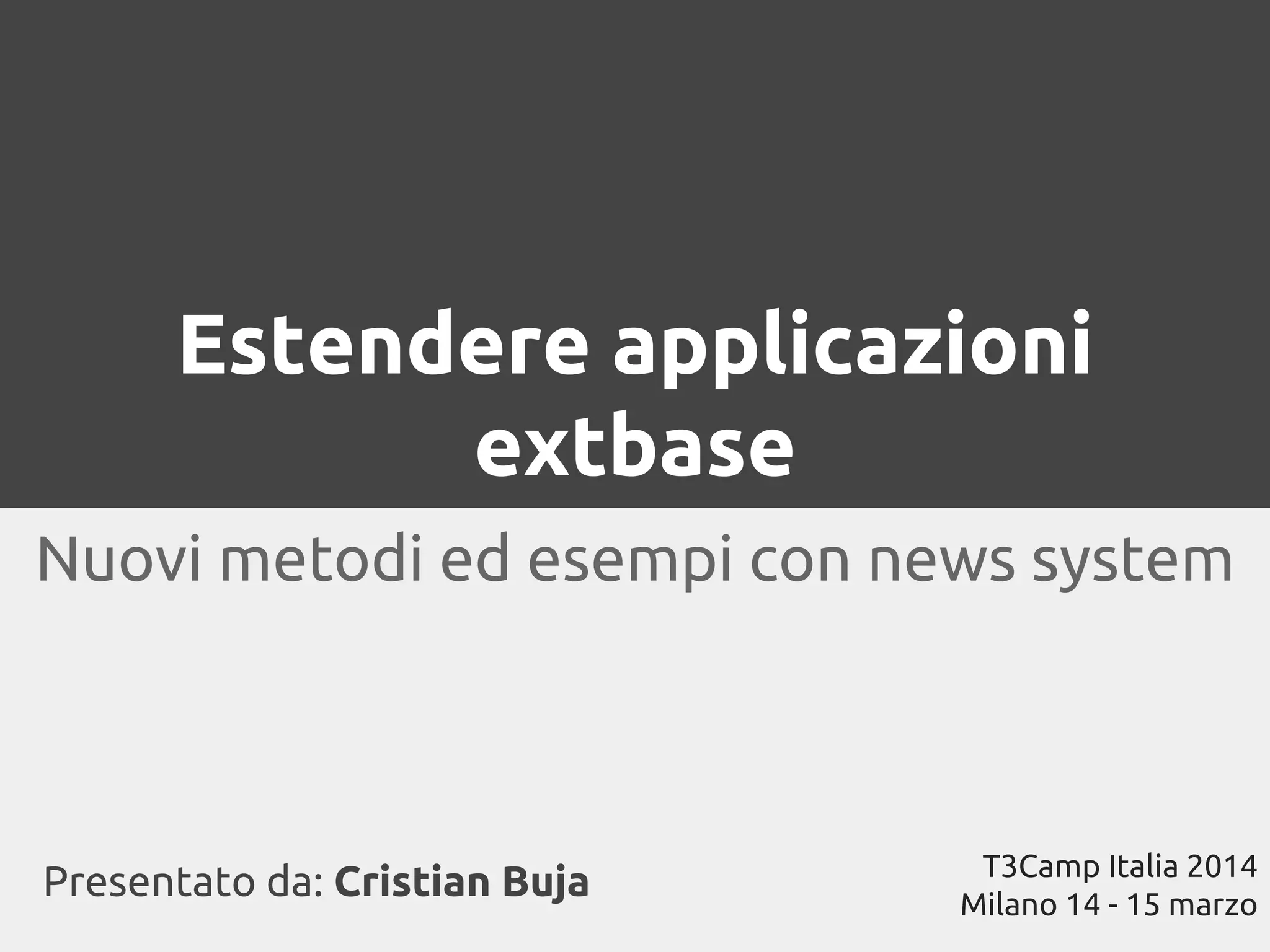 Estendere applicazioni extbase | PPT