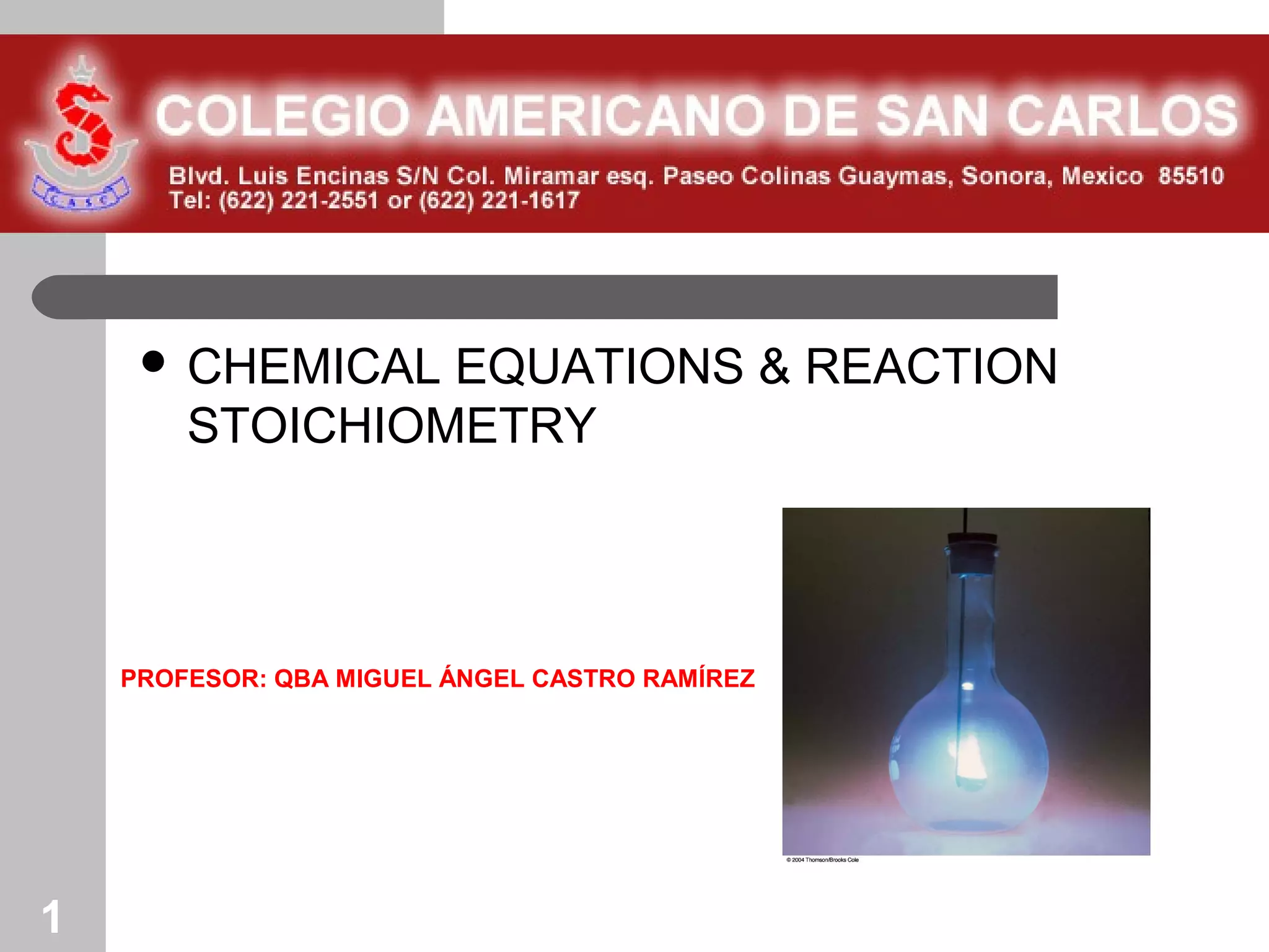 CHEMICAL EQUATIONS AND REACTION STOICHIOMETRY | PPT