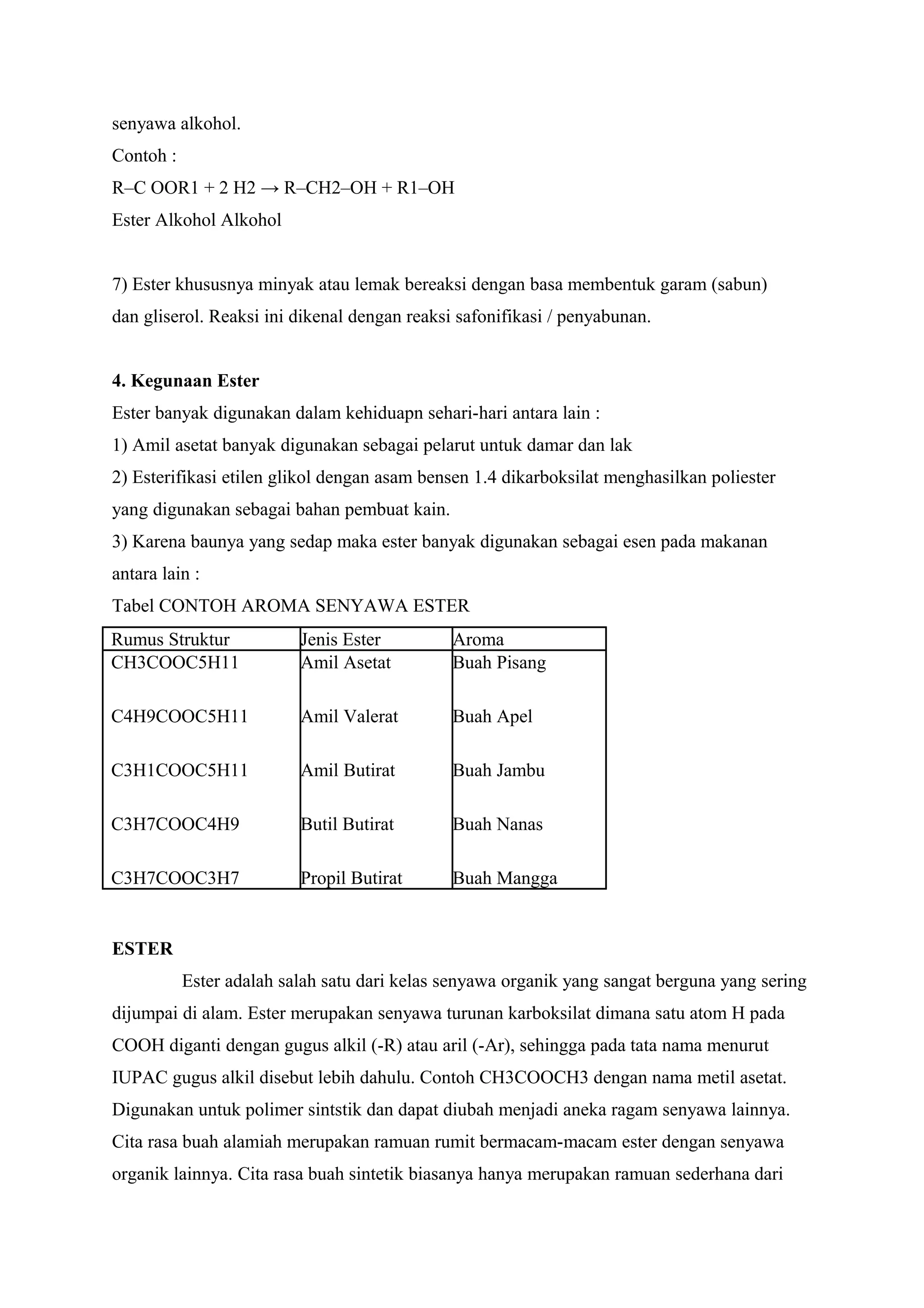 Makalah Ester atau alkil alkanoat | DOC
