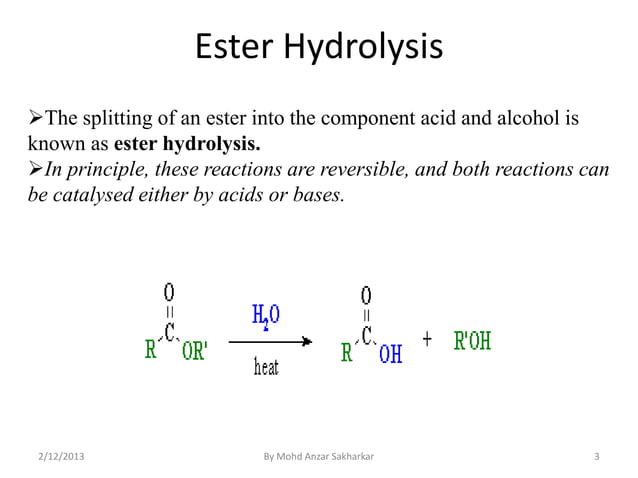 acid base catalysed Ester hydrolysis | PPTX | Chemistry | Science