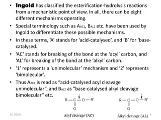 acid base catalysed Ester hydrolysis | PPTX