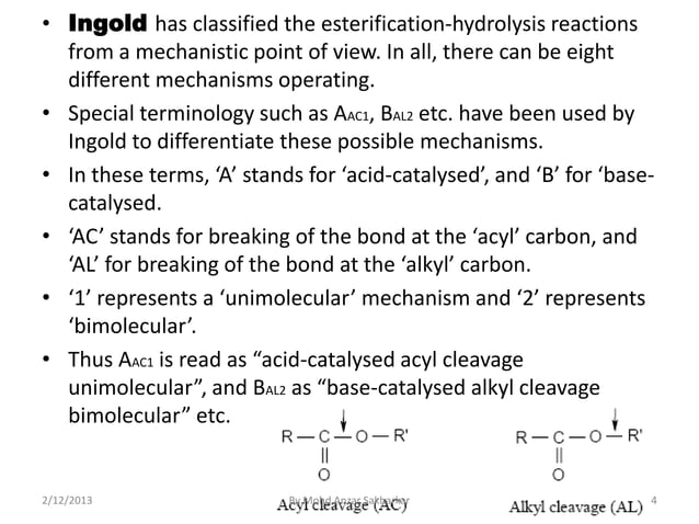 acid base catalysed Ester hydrolysis | PPTX | Chemistry | Science