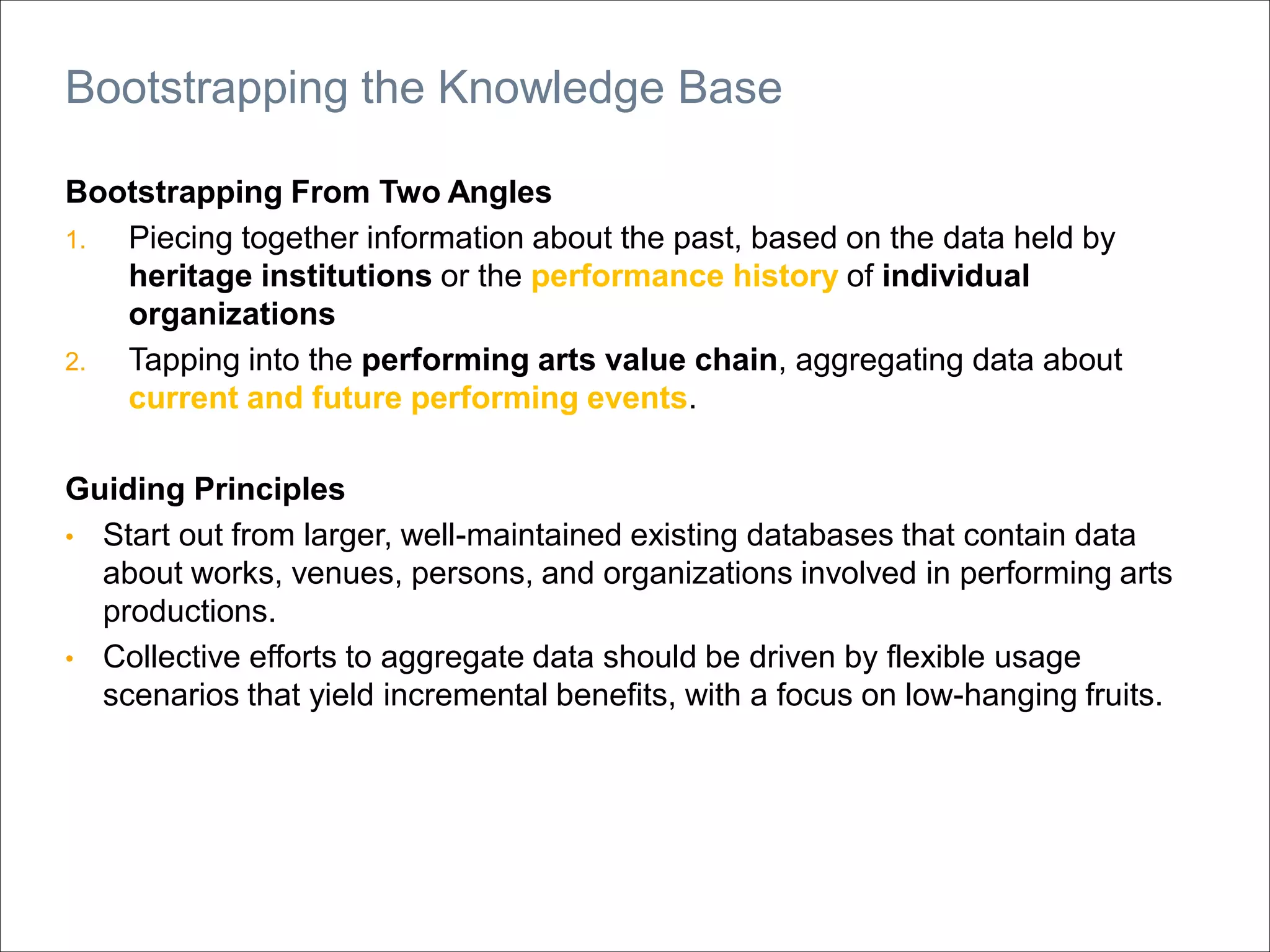 Bootstrapping the International Knowledge Base for the Performing Arts | PPT