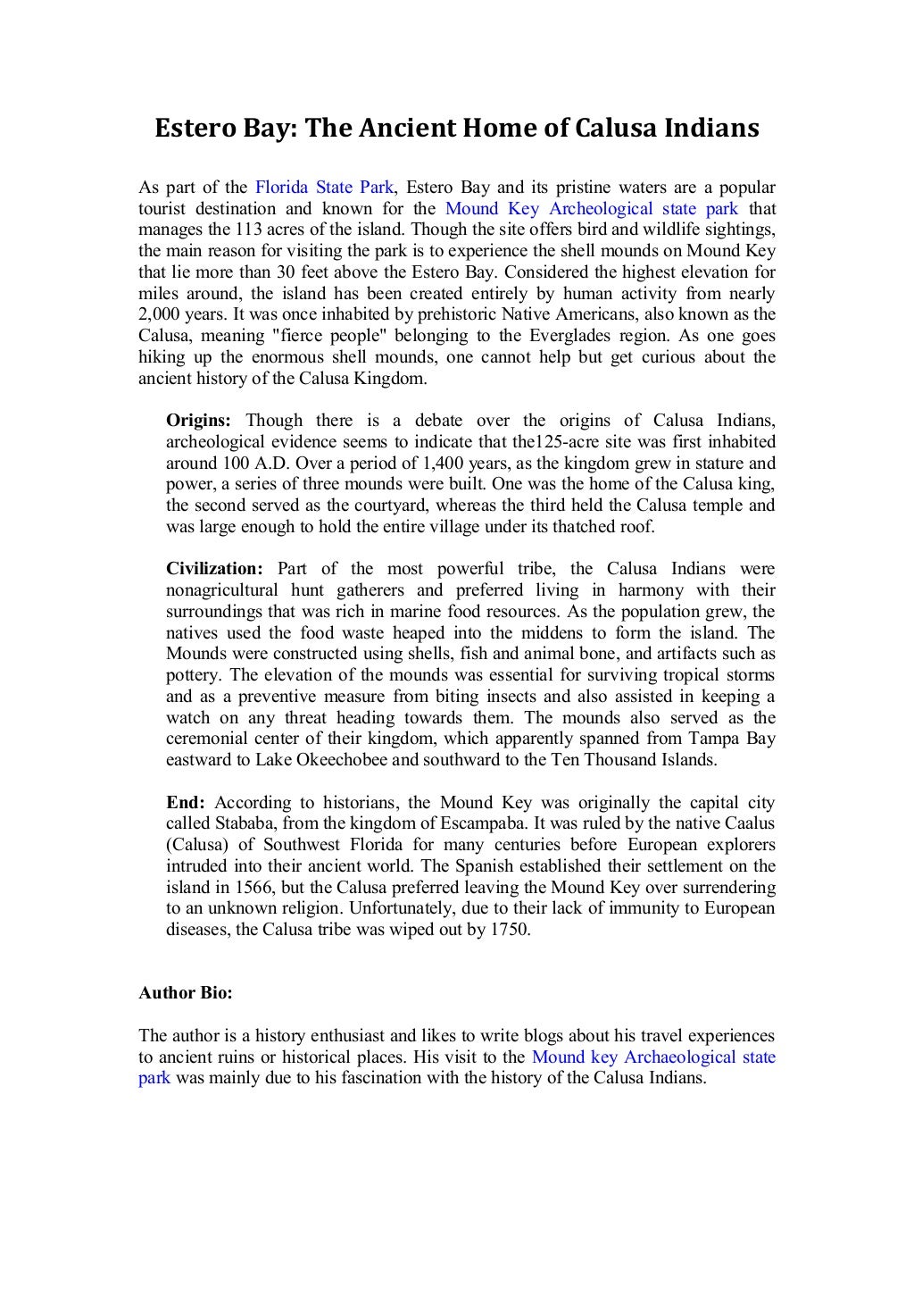 Estero Bay: The Ancient Home of Calusa Indians