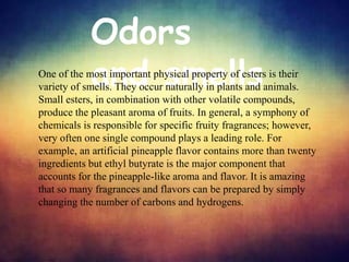 Esters, all properties | PPTX | Chemistry | Science