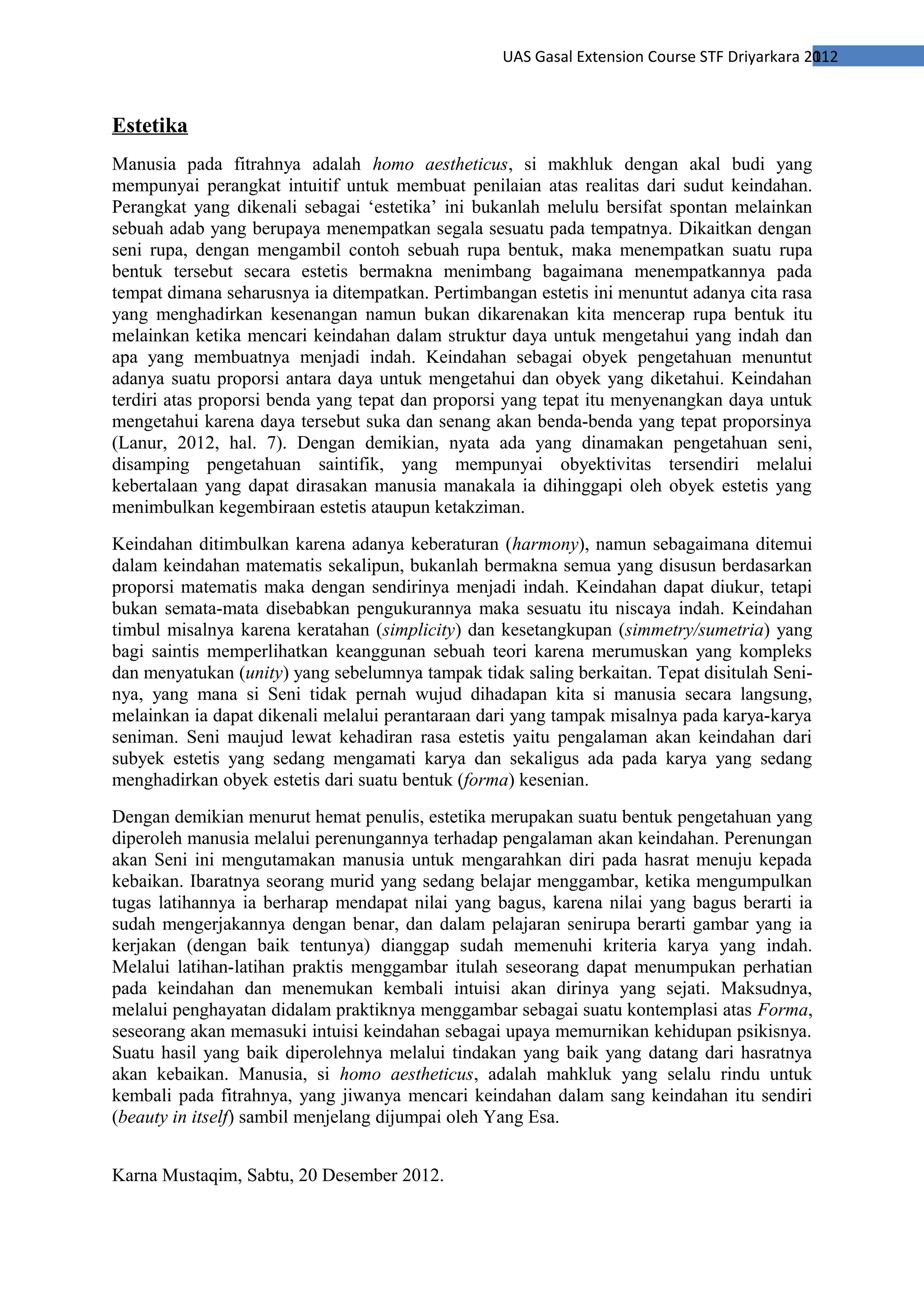 Adab sebagai Estetika | DOC