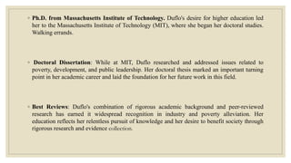 About Esther duflo and her achievements | PPTX