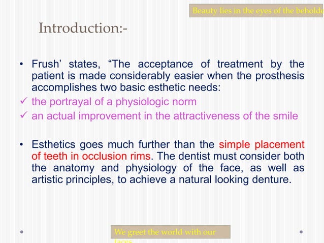 Esthetics in complete denture | PPTX | Dental Health | Diseases and ...
