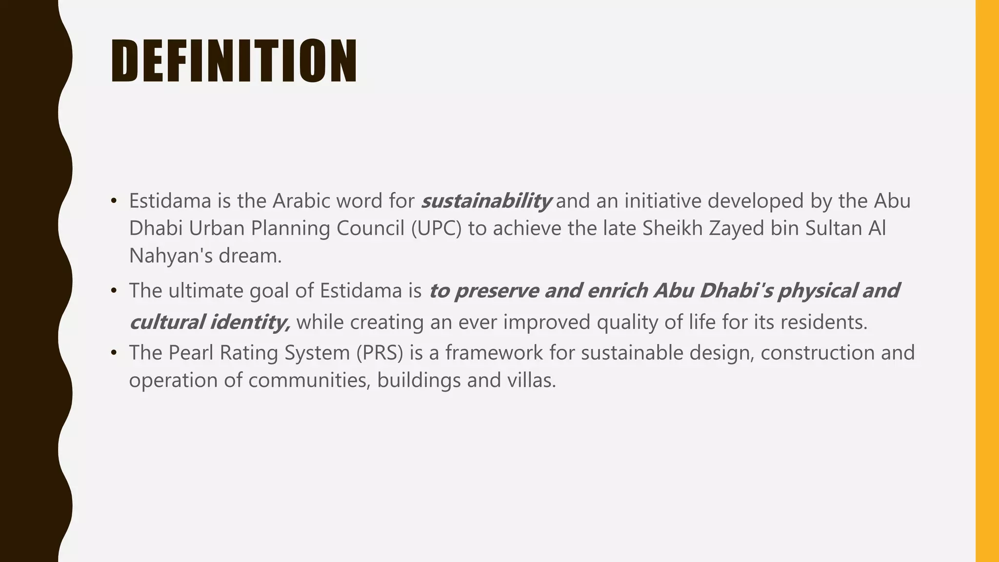 Estidama | PPTX | Business | Business and Finance